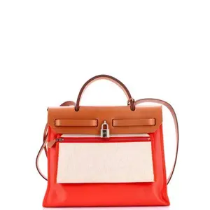 Hermès Herbag Zip Berline Vache Canvas And Leather 31 - Red