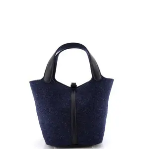 Hermès Picotin Lock Bag Felt With Leather Mm - Blue