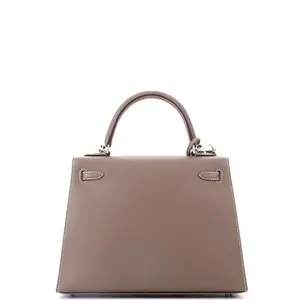 Hermès Kelly Handbag Grey Madame With Palladium Hardware 25 - Etoupe