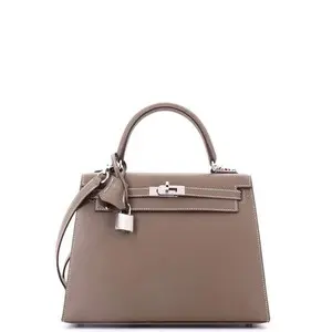 Hermès Kelly Handbag Madame With Palladium Hardware 25 - Grey