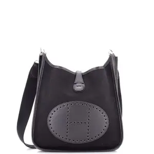 Hermès Evelyne Bag Gen I Toile And Leather Pm - Black