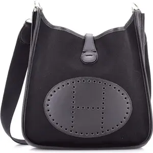 Hermès Evelyne Bag Gen I Toile And Leather Pm - Noir