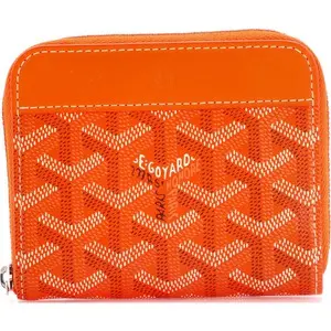 Goyard Matignon Zip Wallet Coated Canvas With Leather Pm - Orange