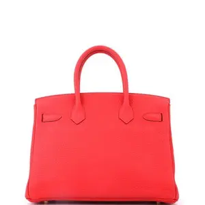 Hermès Birkin Handbag Clemence With Gold Hardware 30 - Red
