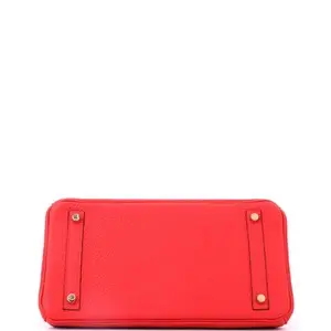 Hermès Birkin Handbag Clemence With Gold Hardware 30 - Red