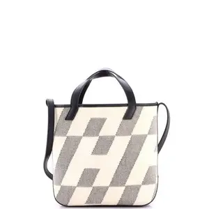 Hermès Cabas H En Biais Tote Canvas With Leather 27 - Black