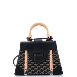 Goyard Saigon Top Handle Bag Coated Canvas With Leather Pm - Black