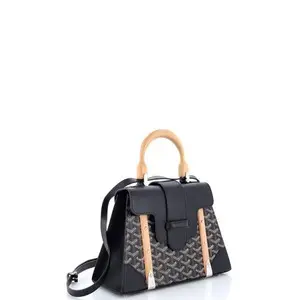 Goyard Saigon Top Handle Bag Coated Canvas With Leather Pm - Black