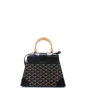 Goyard Saigon Top Handle Bag Coated Canvas With Leather Pm - Black