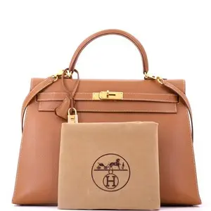 Hermès Kelly Handbag Brown Courchevel With Hardware 35