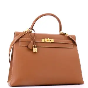 Hermès Kelly Handbag Brown Courchevel With Hardware 35