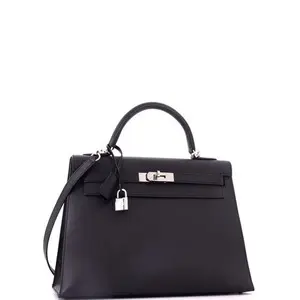 Hermès Kelly Handbag Epsom With Palladium Hardware 32 - Black