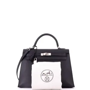 Hermès Kelly Handbag Black Epsom With Palladium Hardware 32
