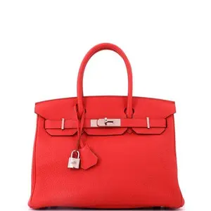 Hermès Birkin Handbag Red Togo With Palladium Hardware 30 - Geranium