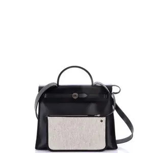 Hermès Herbag Zip Berline Vache Canvas And Leather 31 - Black