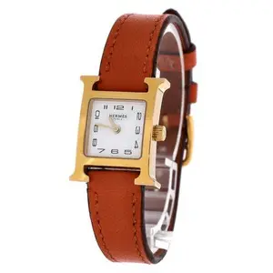 Hermès Heure H Quartz Watch Plated Metal And Leather 21