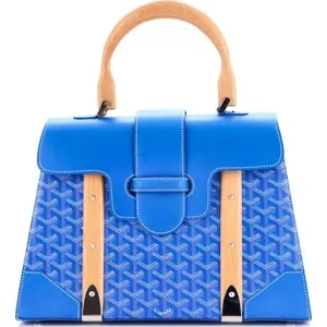 Goyard Saigon Top Handle Bag Coated Canvas With Leather Mm - Blue