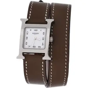 Hermès Heure H Double Tour Quartz Watch Stainless Steel And Leather 21 - Gray