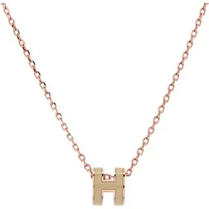 Hermès Pop H Pendant Chain Necklace Metal And Enamel Mini - Neutral