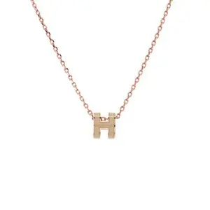 Hermès Pop H Pendant Chain Necklace Metal And Enamel Mini - Neutral