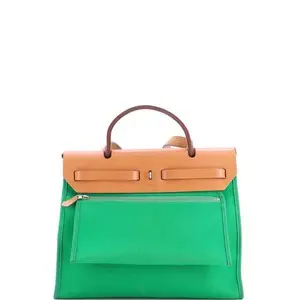 Hermès Herbag Zip Leather And Toile 31 - Green