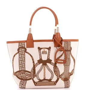 Hermès Sac Steeple Tote Printed Toile With Leather 28 - Gold