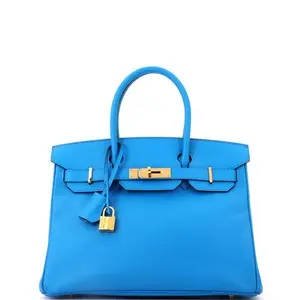 Hermès Birkin Handbag Epsom With Gold Hardware 30 - Blue