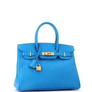 Hermès Birkin Handbag Epsom With Gold Hardware 30 - Blue
