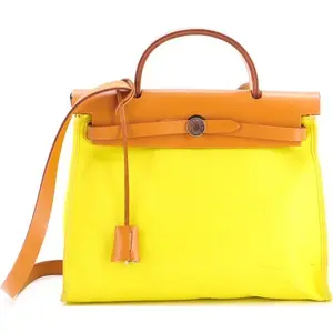Hermès Herbag Zip Berline Vache Canvas And Leather 31 - Lime