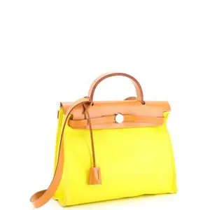 Hermès Herbag Zip Berline Vache Canvas And Leather 31 - Yellow