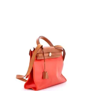 Hermès Herbag Zip Berline Vache Canvas And Leather 31 - Orange