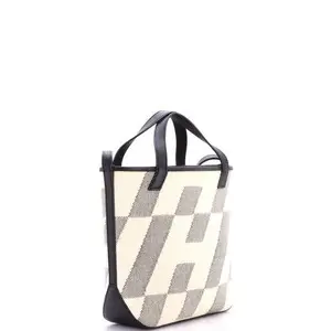 Hermès Cabas H En Biais Tote Canvas With Leather 27 - Black