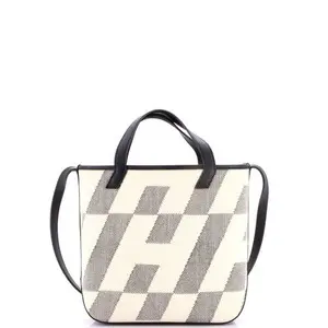 Hermès Cabas H En Biais Tote Canvas With Leather 27 - Black