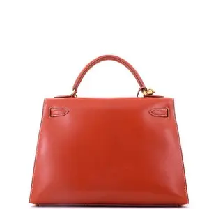 Hermès Kelly Handbag Orange Box Calf With Gold Hardware 32