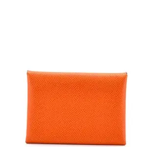 Hermès Calvi Duo Card Holder Epsom - Orange
