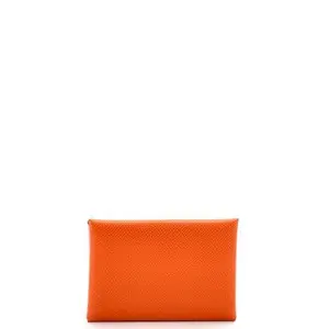 Hermès Calvi Duo Card Holder Epsom - Orange