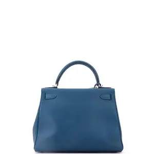 Hermès Kelly Handbag Epsom With Palladium Hardware 28 - Blue