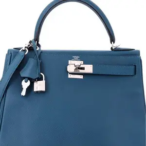 Hermès Kelly Handbag Epsom With Palladium Hardware 28 - Blue