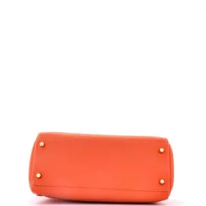 Hermès Kelly Handbag Clemence With Gold Hardware 28 - Orange