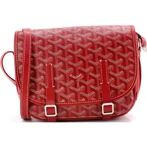 Goyard Belvedere Messenger Bag Coated Canvas With Leather Pm - Red
