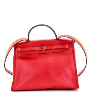 Hermès Herbag Zip Berline Vache Canvas And Leather 31 - Red