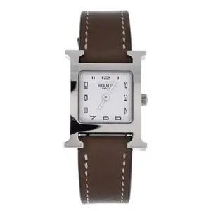 Hermès Heure H Quartz Watch Stainless Steel And Leather 21 - Grey