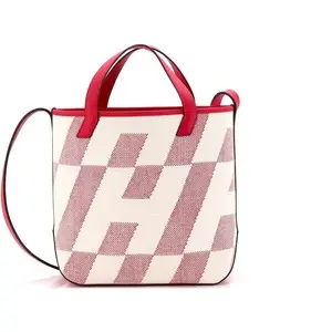Hermès Cabas H En Biais Tote Canvas With Leather 27 - Pink