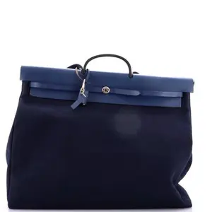 Hermès Herbag Cabine Toile And Leather - Indigo