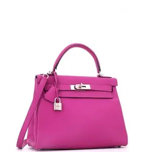 Hermès Kelly Handbag Togo With Palladium Hardware 28