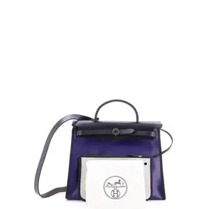 Hermès Herbag Zip Berline Vache Canvas And Leather 31 - Blue