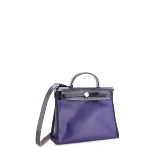 Hermès Herbag Zip Berline Vache Canvas And Leather 31 - Blue
