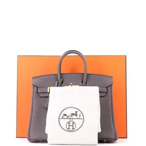 Hermès Birkin Handbag Grey Togo With Gold Hardware 25