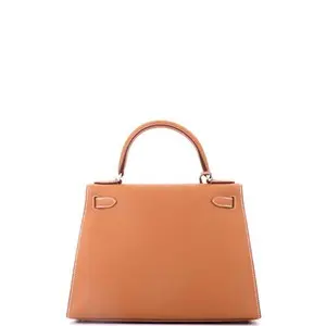 Hermès Kelly Handbag Brown Epsom With Palladium Hardware 28 - Gold
