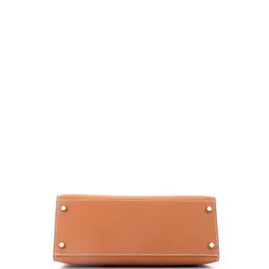 Hermès Kelly Handbag Brown Epsom With Palladium Hardware 28 - Gold